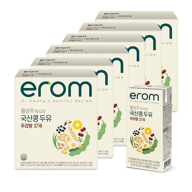 [이롬] 황성주 국산콩 두유 우리땅17곡 96팩 (190ml x 16팩 x 6박스)