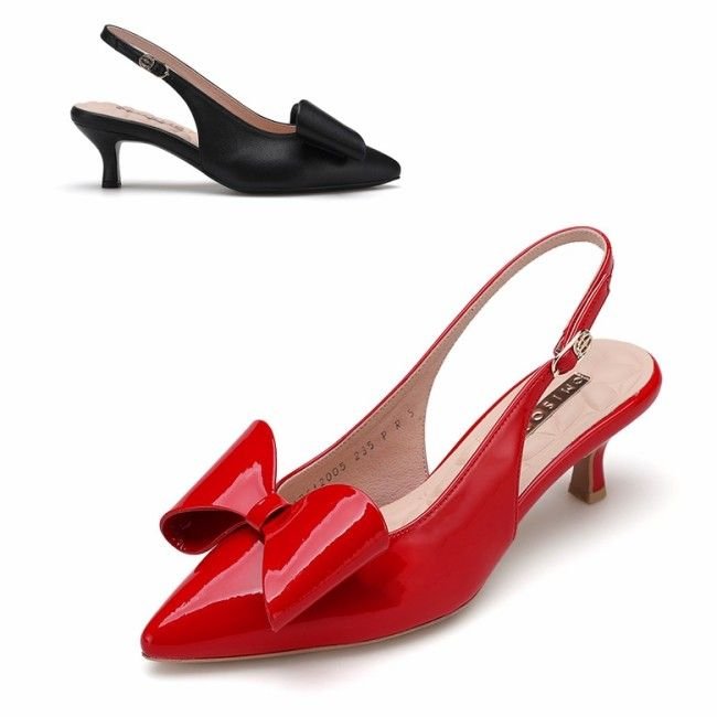 [미소페] 여성 리본장식 슬링백 힐 (5CM) 012512005 C-2B