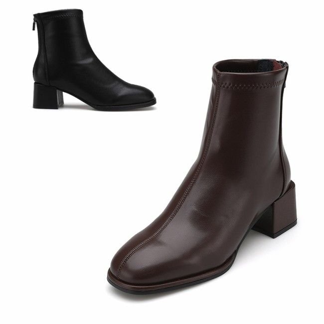 [미소페] 여성 스퀘어 토 스판 앵클부츠 (5CM) 012446706 C-2B