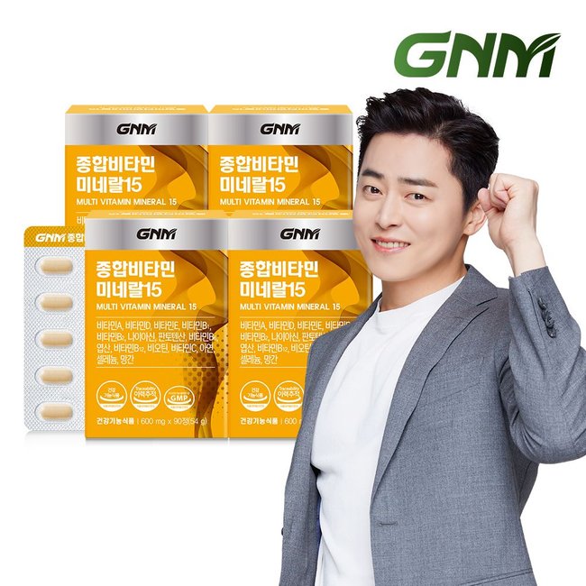 [총 12개월분] GNM 종합비타민 미네랄 15 90정 4박스 / 멀티비타민 비오틴 아연