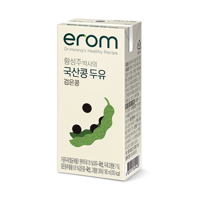 [이롬] 황성주 국산콩 두유 검은콩 64팩 (190ml x 16팩 x 4박스)
