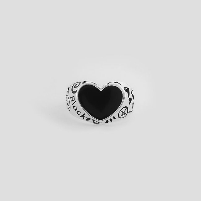 BLACK LOVE RNG SILVER925_DOODLE