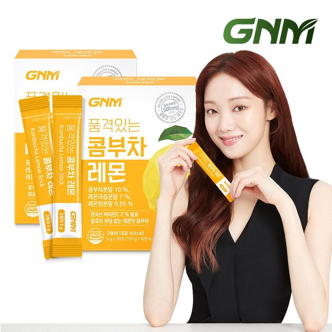 [총 60포] GNM 품격있는 콤부차 레몬 비타민C 유산균 분말 스틱 30포 X 2박스