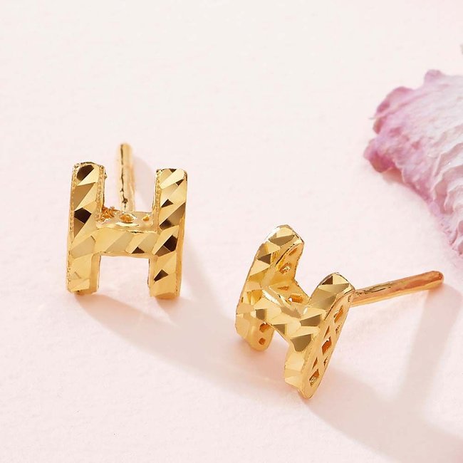 여자 순금 침 귀걸이 컷팅 H 24K 3.75g 금귀걸이