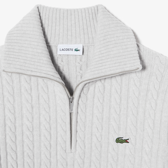 라코스테 남성 케이블 반집업 와이드 카라 풀오버 AH301E-54N BUQ
