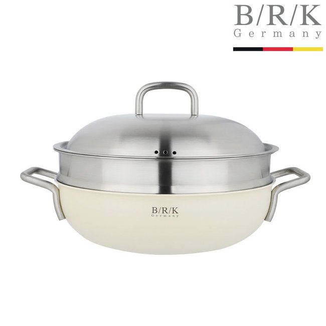 [BRK] 노르딕 통5중 WOK 28cm 크림 화이트(스티머 포함)