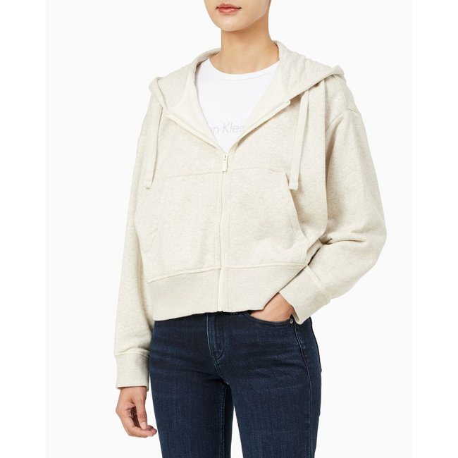 [캘빈클라인진] 여성 아카이브 릴렉스핏 CK 크롭 기모 후드집업 (40WH104-P4P)