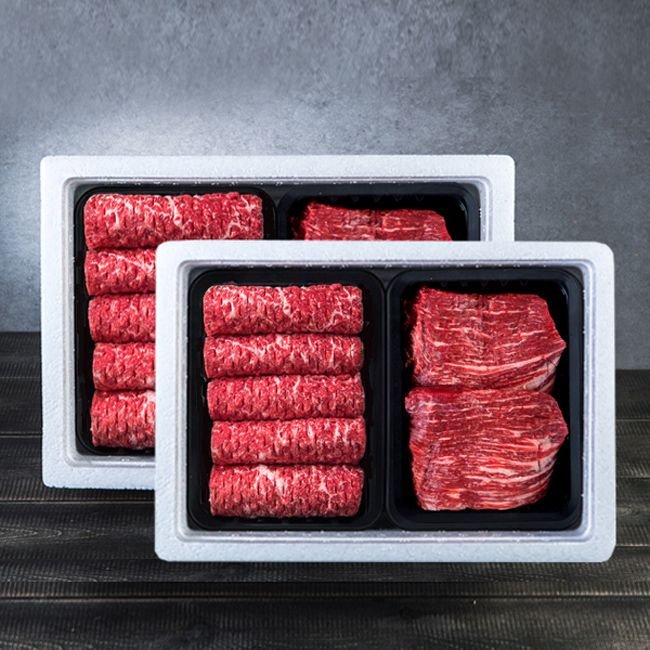 힘찬한우 | [힘찬한우] 정육5호 선물세트 1kgX2박스(산적,사태각500g씩/1++등급) | 갤러리아몰