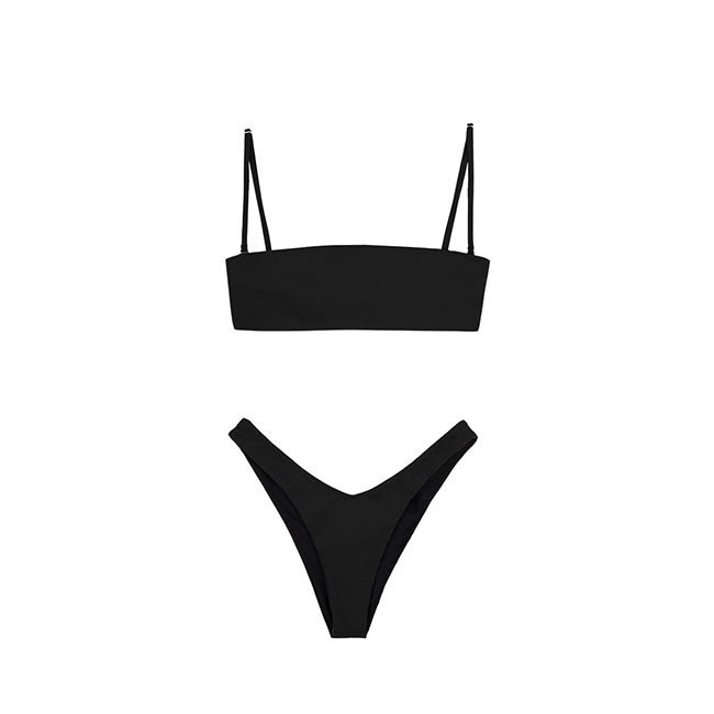 Luxe micro bandeau bikini set in black