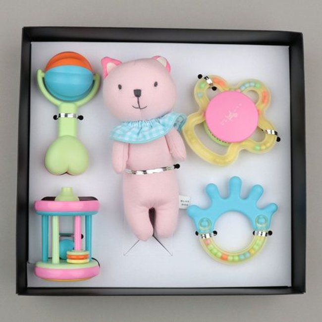 *(출산,백일선물)PK)딸랑이SET+블루독여아손수건10장SET(40W70-BHD-05)