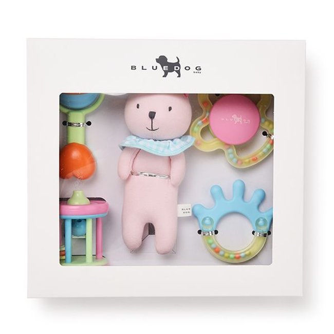 *(출산,백일선물)PK)딸랑이SET+블루독여아손수건10장SET(40W70-BHD-05)